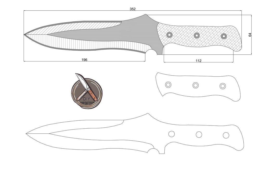 Fantasy Dagger Knife Template | Digital Blade Design Pdf Dxf Dwg | DIY ...