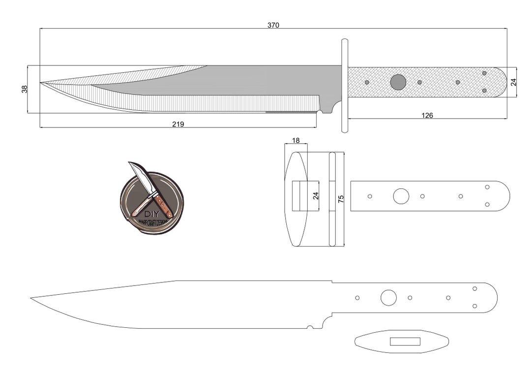 Large Bowie Knife Design | Pdf, DWG, and DXF Files | DIY Custom Bowie ...