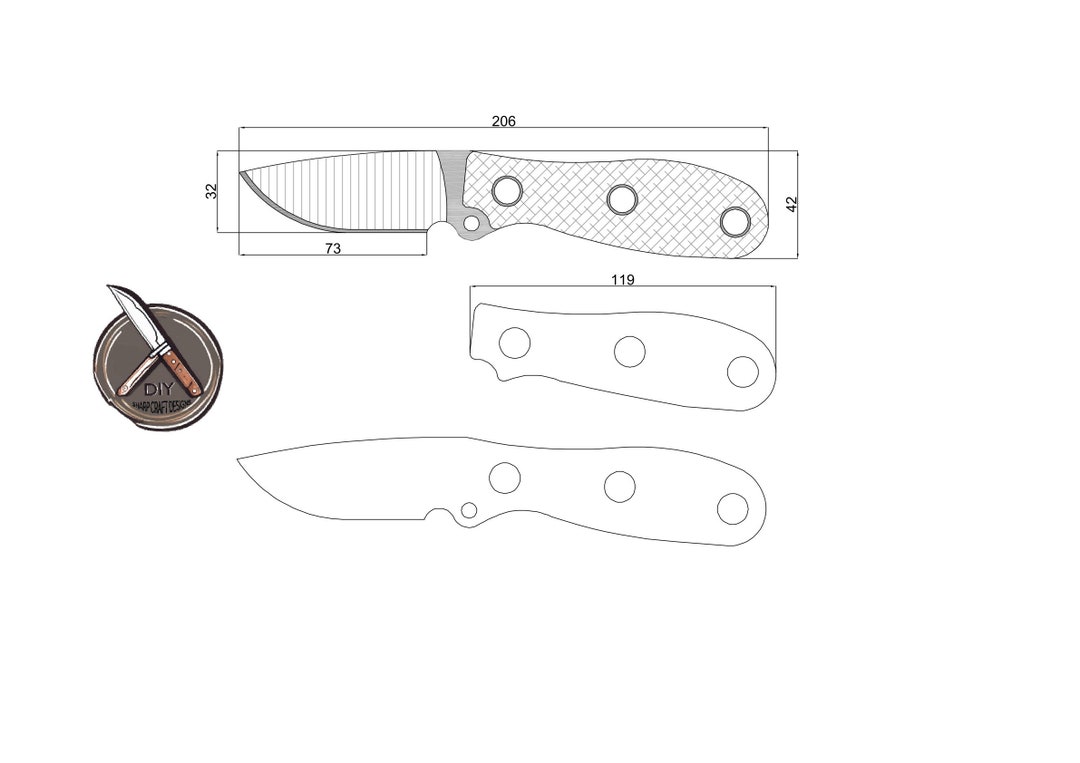 Compact Knife Design Template: DIY Blueprint (PDF Dwg DXF) - Etsy