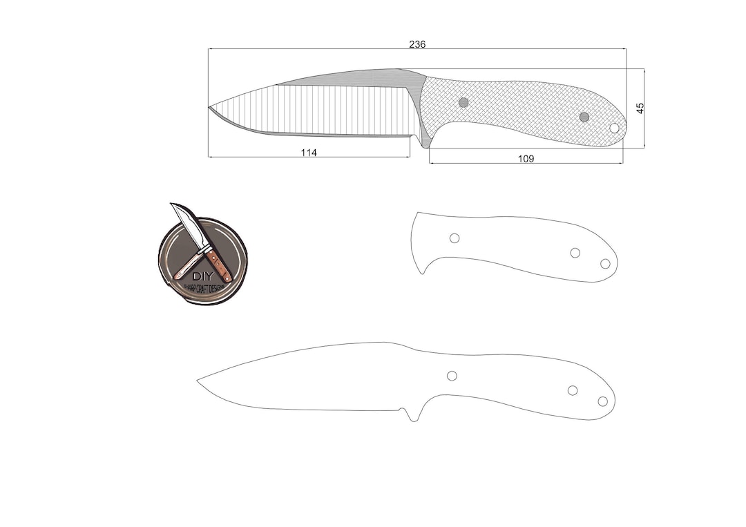 Fixed Blade Knife Design Template - Custom Pdf Dwg Dxf Plans for DIY ...