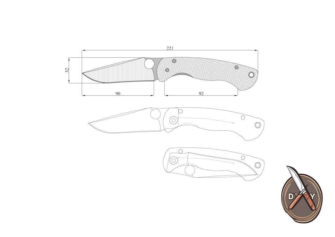 Knife Drawing, Sketch, Printable Templates, Custom Knife Plans, Design ...