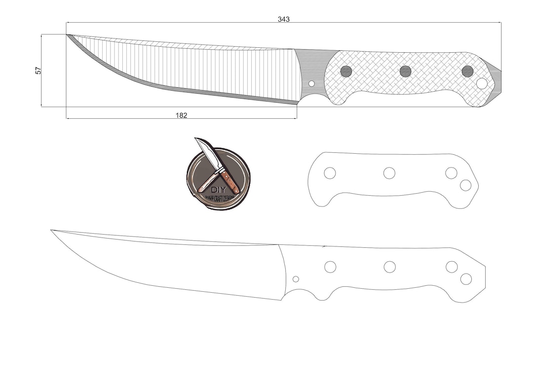 Fixed Blade Knife Design Plan - Printable Pdf Blueprint, DWG and DXF ...