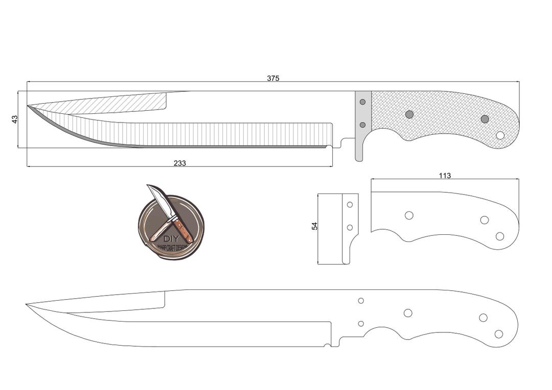 Tactical Combat Knife Template | DIY Blade Design Pdf Dxf Dwg | CNC ...