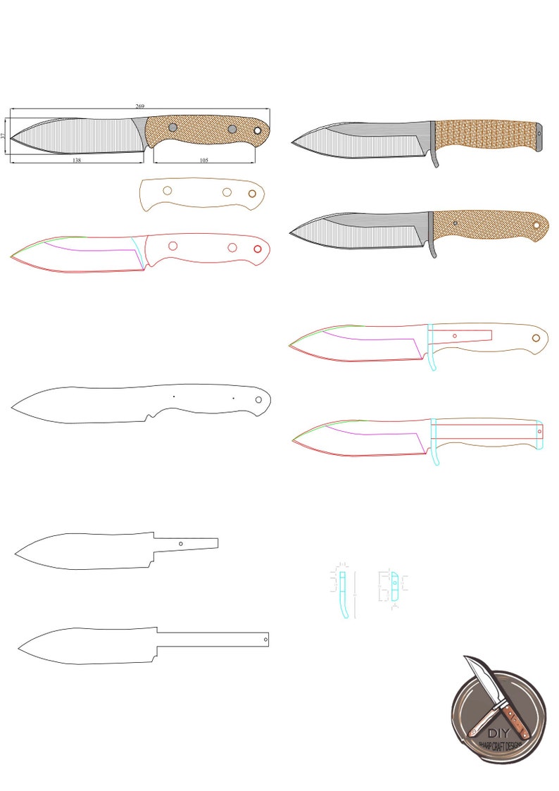 Multi-purpose Knife Design Template Craft Your Own Blade With PDF, DWG ...