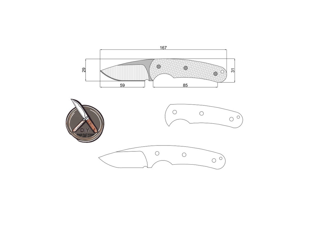 Compact EDC Knife Design | High-quality Pdf, Dwg, and DXF Files | DIY ...
