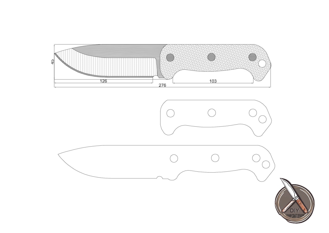 Versatile Fixed Blade Knife Digital Template, EDC Utility Knife Design ...