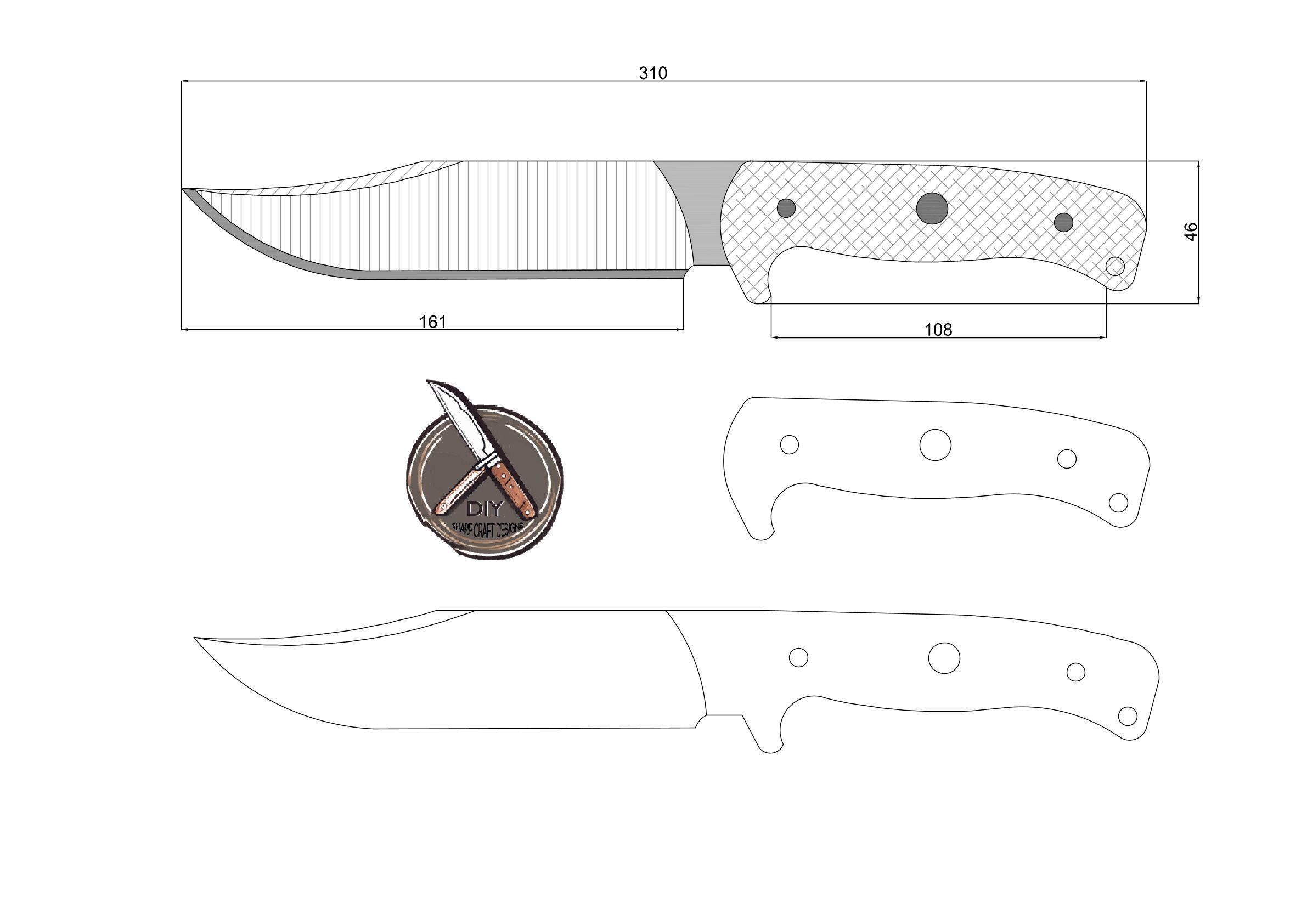 Clip Point Knife Template for CNC Laser Cut | Pdf Dxf Dwg Digital ...