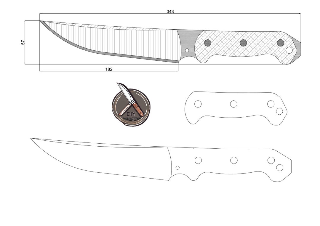 Fixed Blade Knife Design Template Custom Knife Making Blueprint Pdf DWG ...
