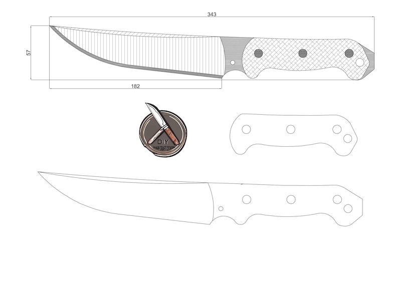 Fixed Blade Knife Design Template Custom Knife Making Blueprint Pdf DWG ...