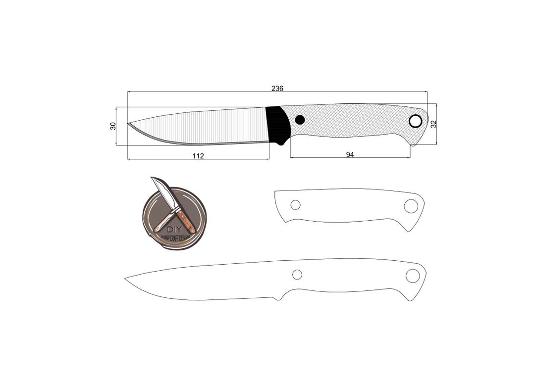 EDC Knife Template | Everyday Carry Blade Pdf Dfx Dwg | DIY CNC Laser ...