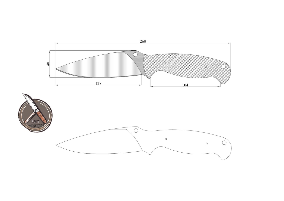 Expert Knife Maker's Template - Precision 260mm Chef's Knife Design ...