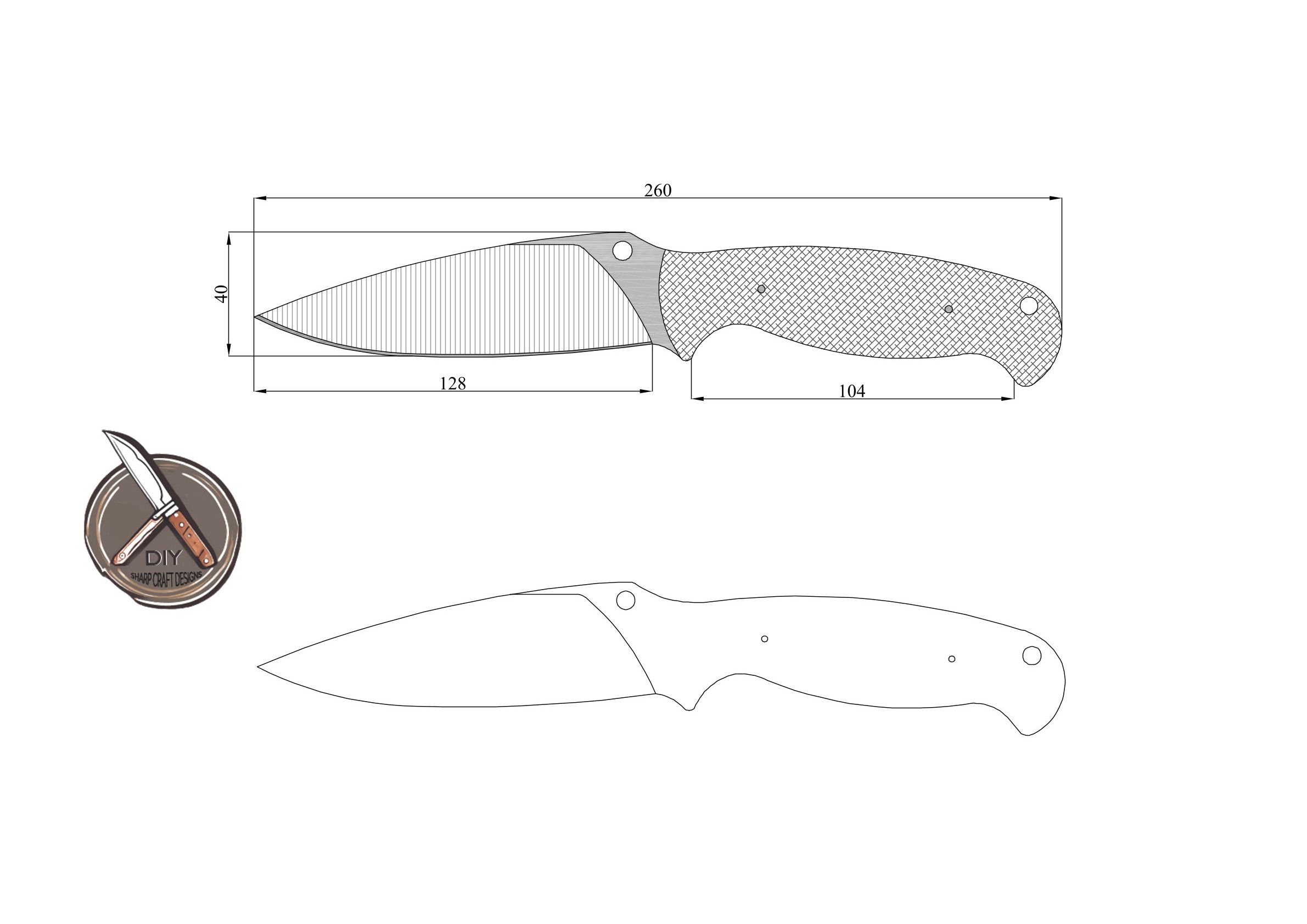 Expert Knife Maker's Template - Precision 260mm Chef's Knife Design ...