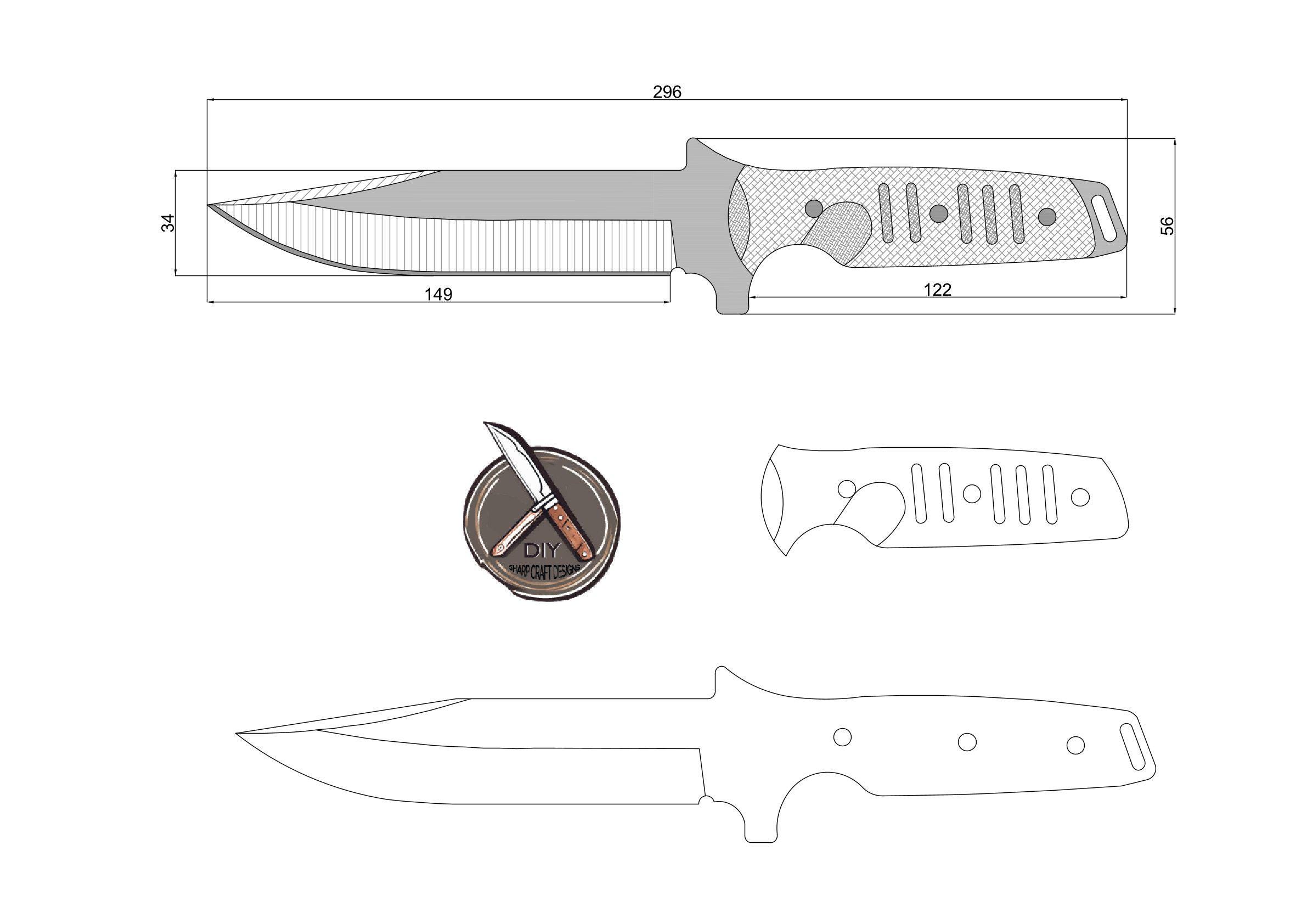 Tactical Knife Design With Guard | Pdf, DWG, and DXF Files | DIY Knife ...