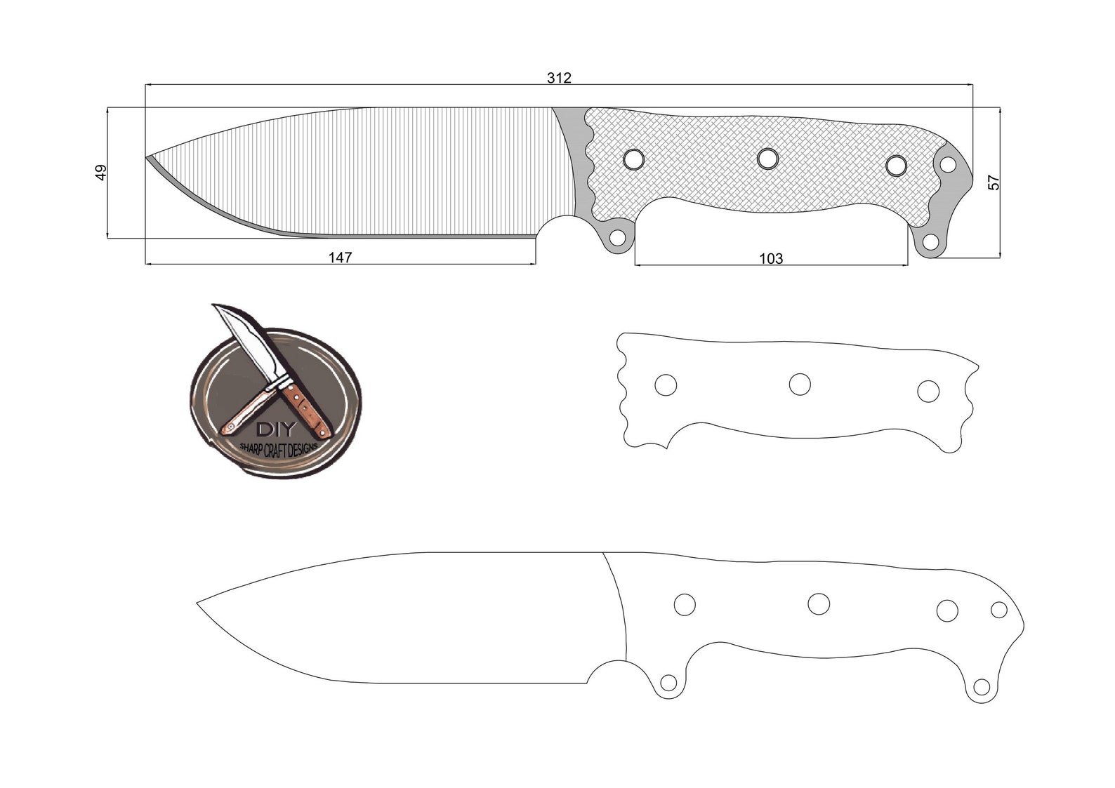 Heavy-duty Tactical Knife Design | High-quality Pdf, DWG, and DXF Files ...