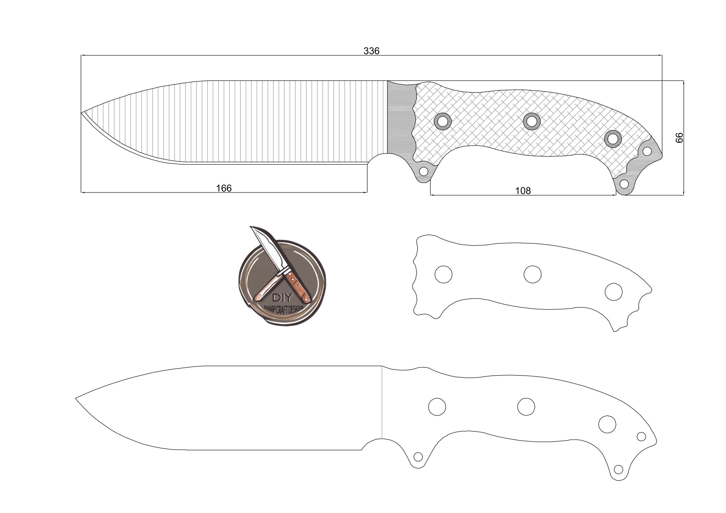 All-purpose Utility Knife Digital Template - Craft With PDF, DXF, DWG ...