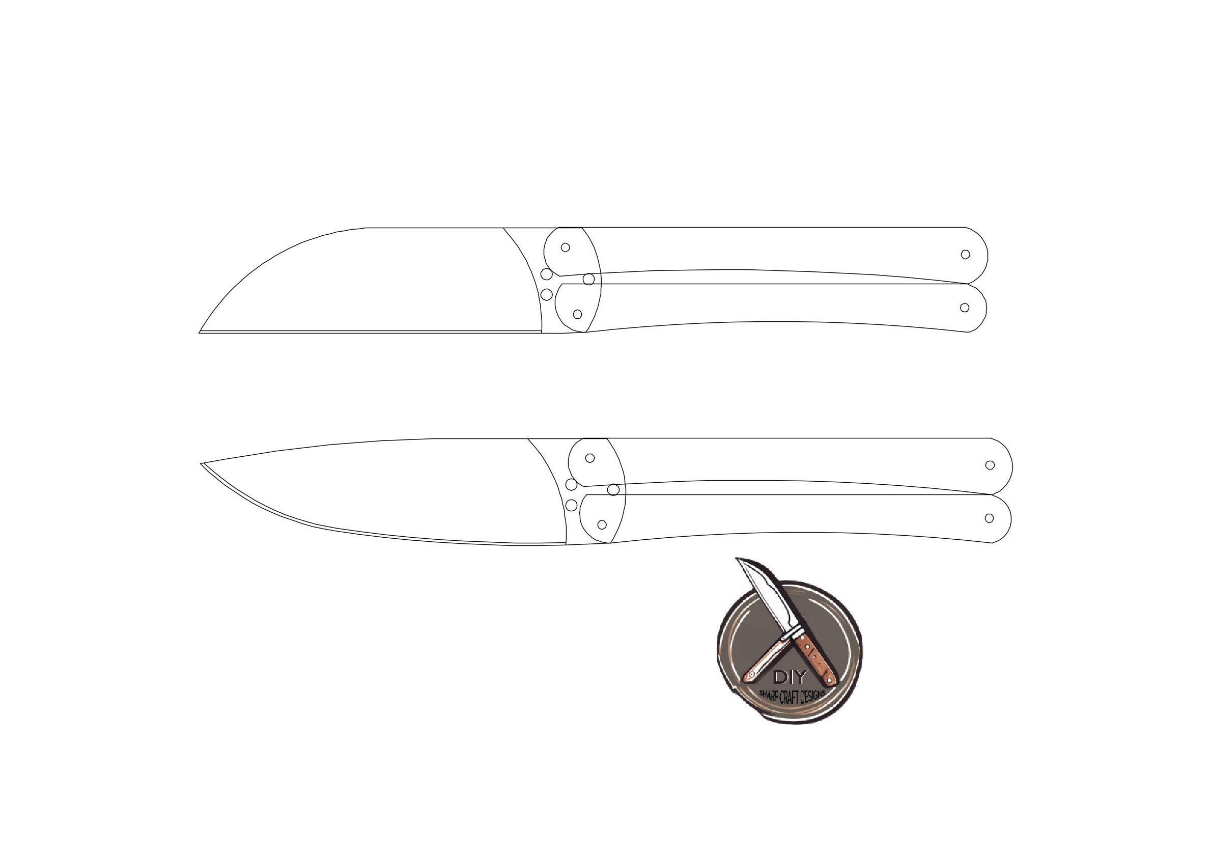 Folding Chef Knife Design Template - Digital Pdf DWG DXF Blueprints for ...