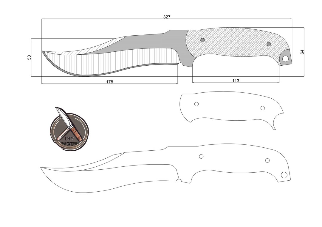 Curved Blade Knife Design | High-quality Pdf, DWG, and DXF Plans | DIY ...