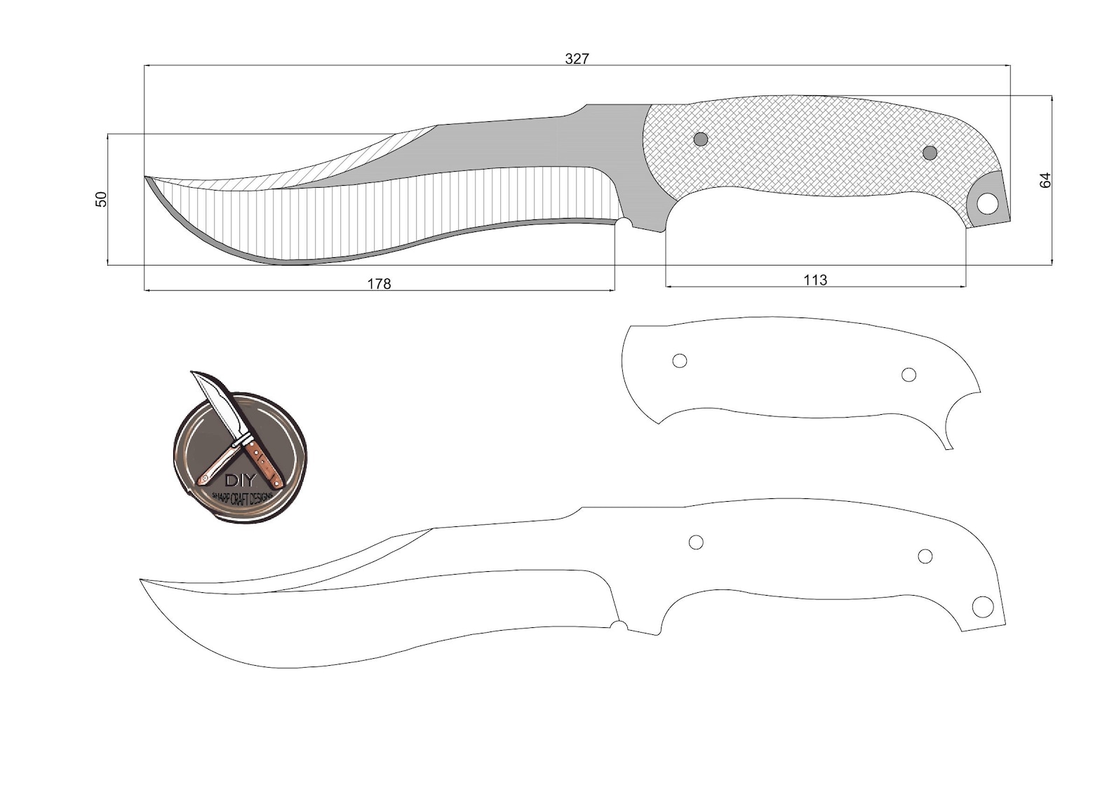 Curved Blade Knife Design High-quality Pdf, DWG, and DXF Plans DIY ...