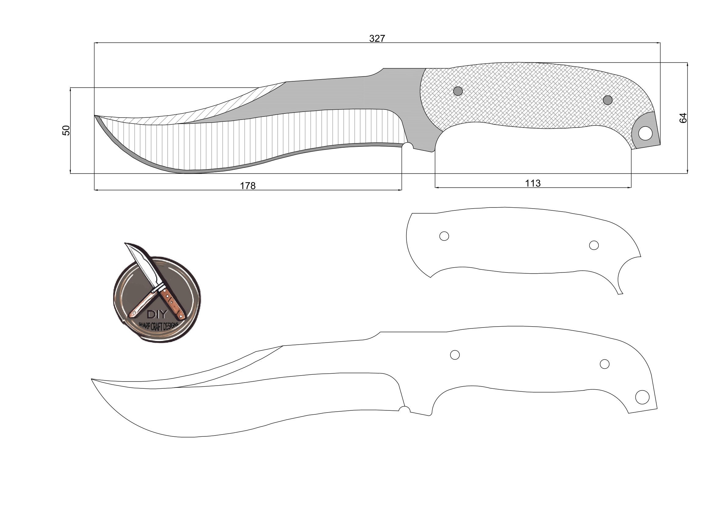 Curved Blade Knife Design | High-quality Pdf, DWG, and DXF Plans | DIY ...