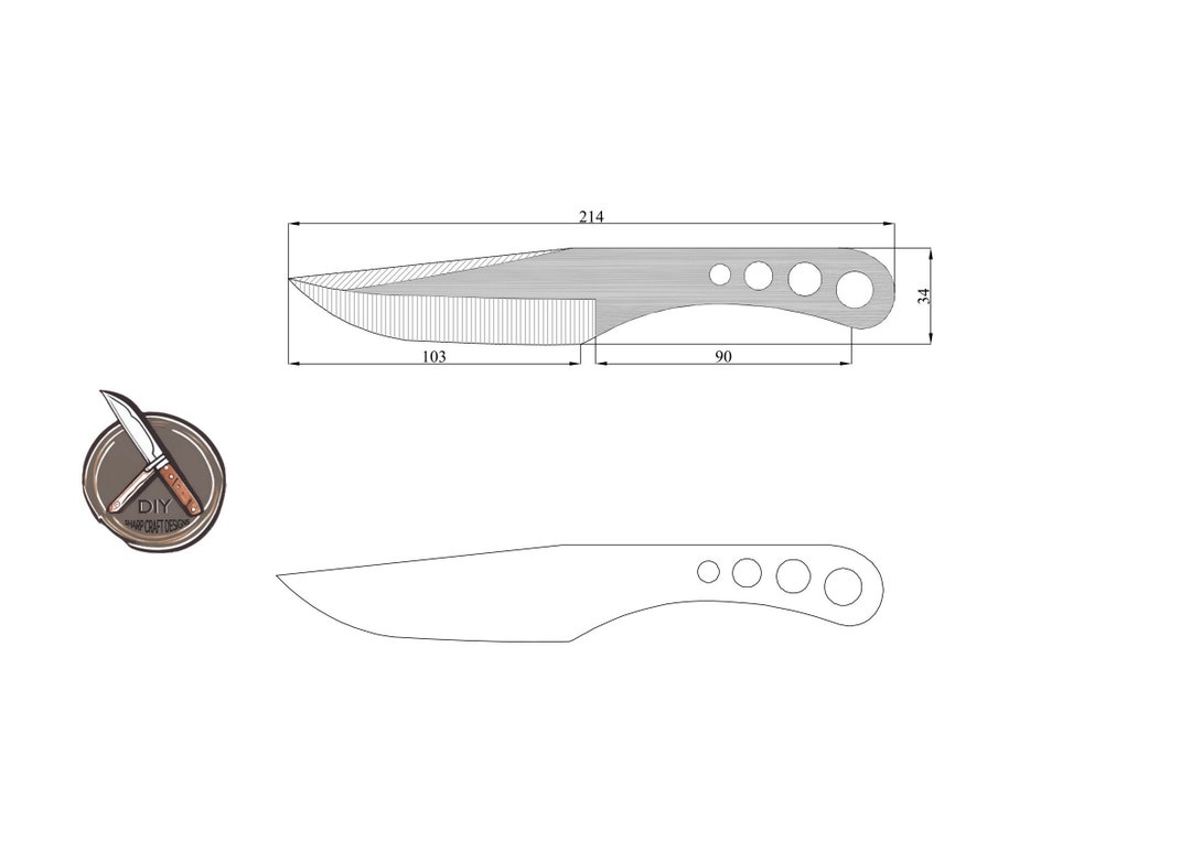 Modern Kitchen Knife Template Lightweight Chef's Blade Blueprint DWG ...