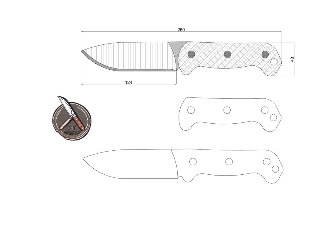 Compact Fixed Blade Knife Design - Pdf, DWG, DXF Files for Custom Knife ...