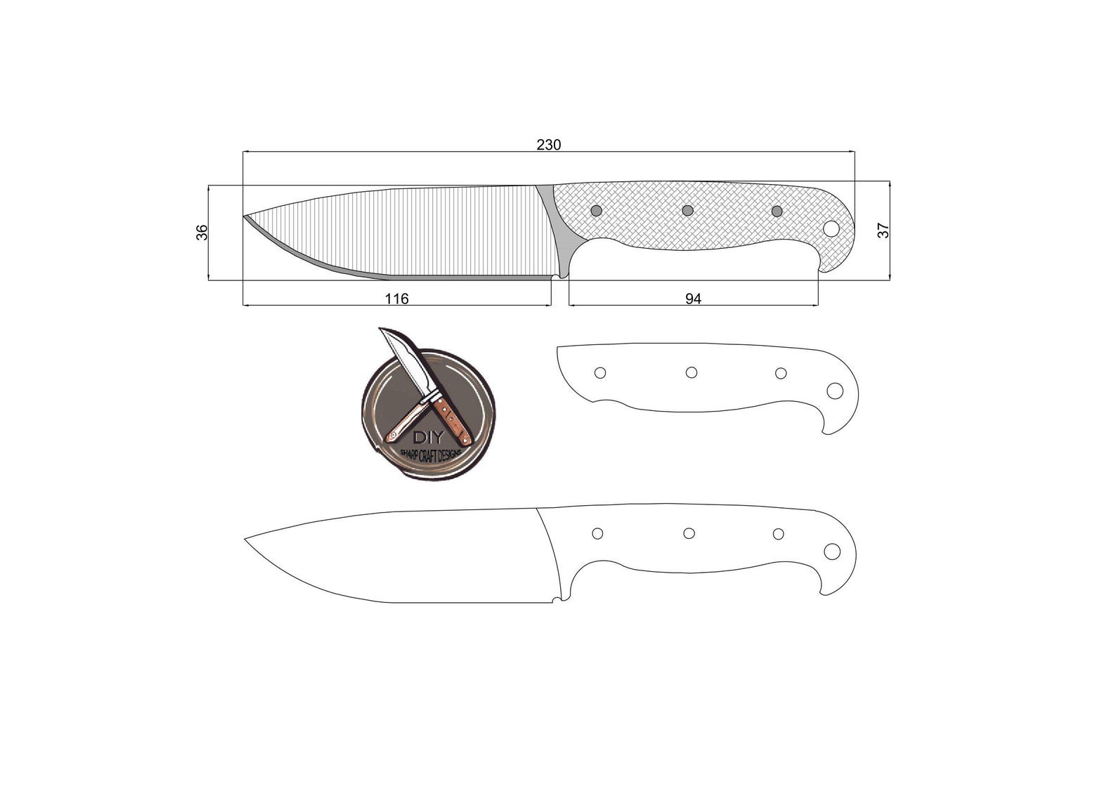 Compact Drop-point Knife Design | Pdf, DWG, and DXF Files | DIY Knife ...