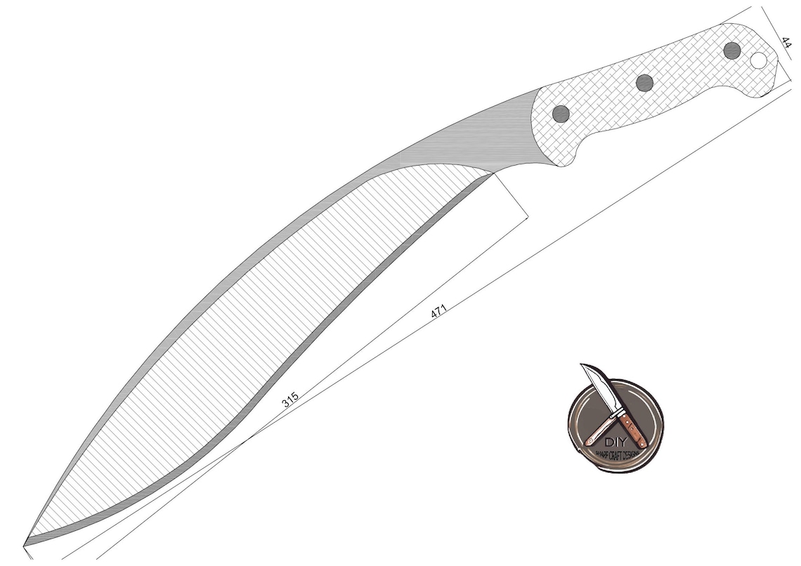 Large Kukri Knife Design Template - Pdf, DWG, DXF Blueprints for Custom ...
