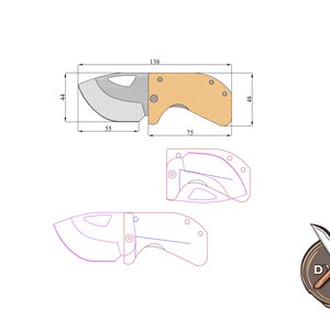 Knife Drawing, Sketch, Printable Templates, Custom Knife Plans, Design ...