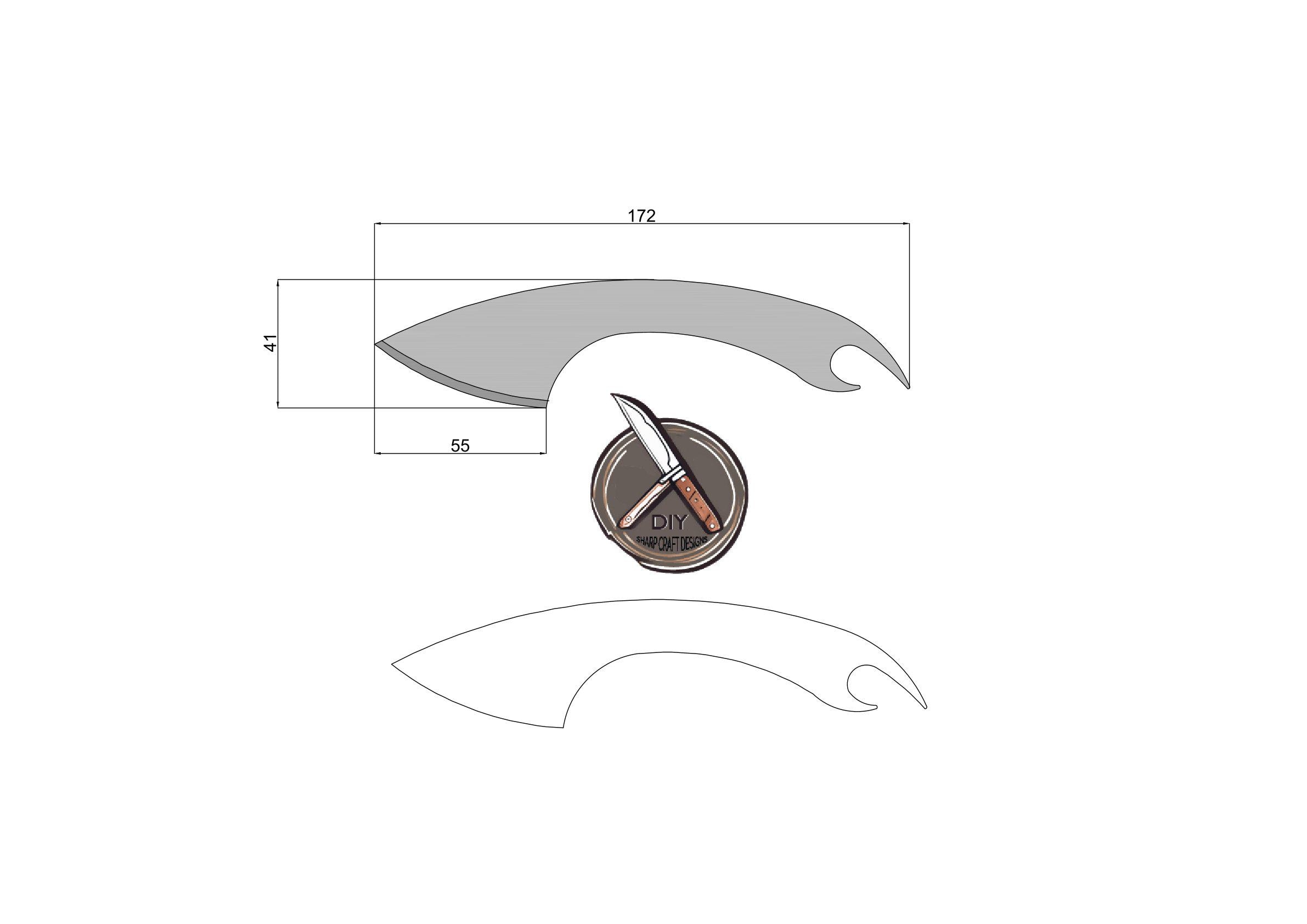 Hook Blade Knife Template | Pdf Dxf Dwg Digital Download for CNC ...
