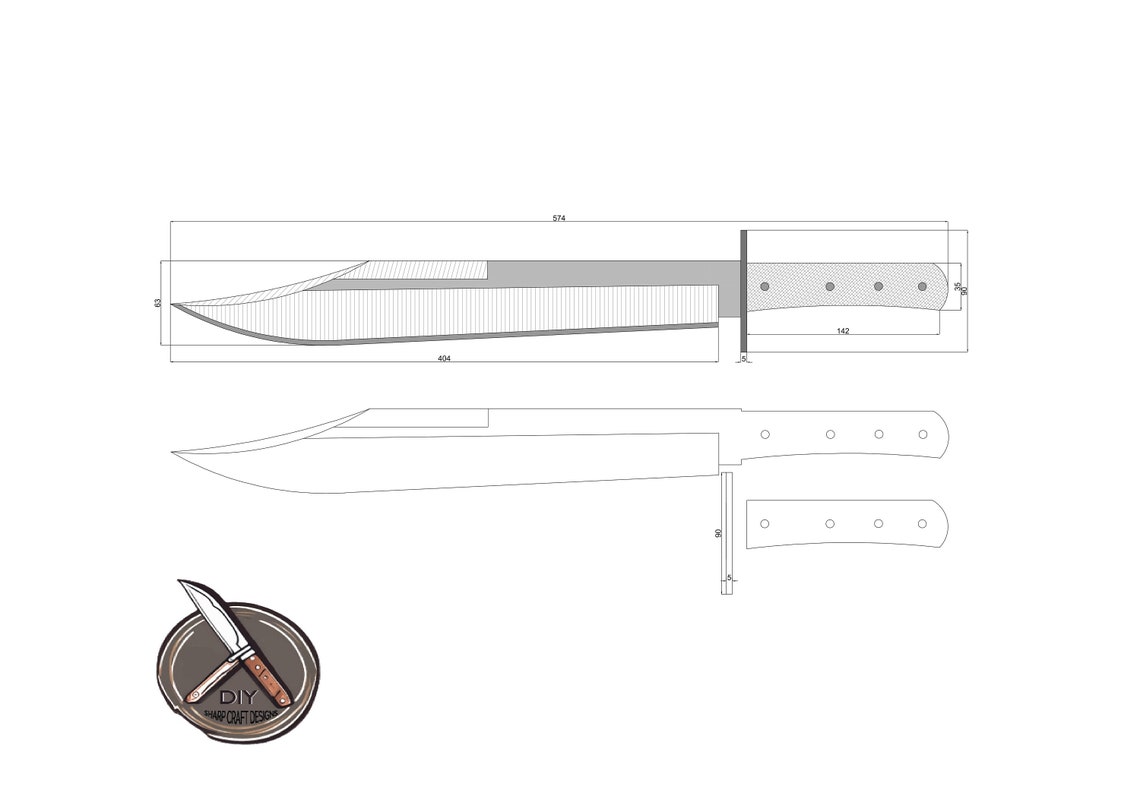 Bowie Knife Design Template - High-quality Pdf Dwg Dxf Plans for DIY ...