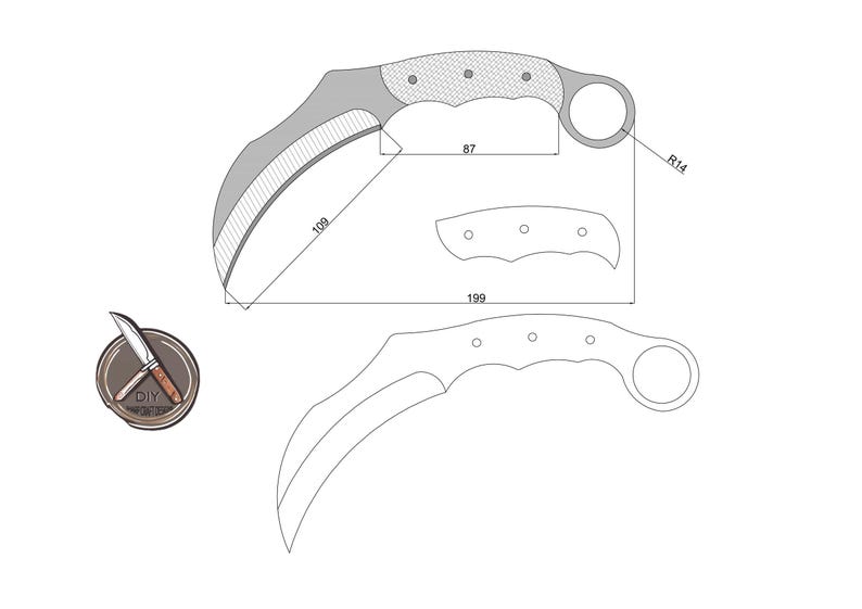 Ergonomic Karambit Knife Template for Diy Knife Makers, Pdf Dwg Dxf ...