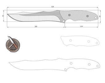 Large Bowie Knife Design Template - Digital Pdf DWG DXF Plans for DIY ...