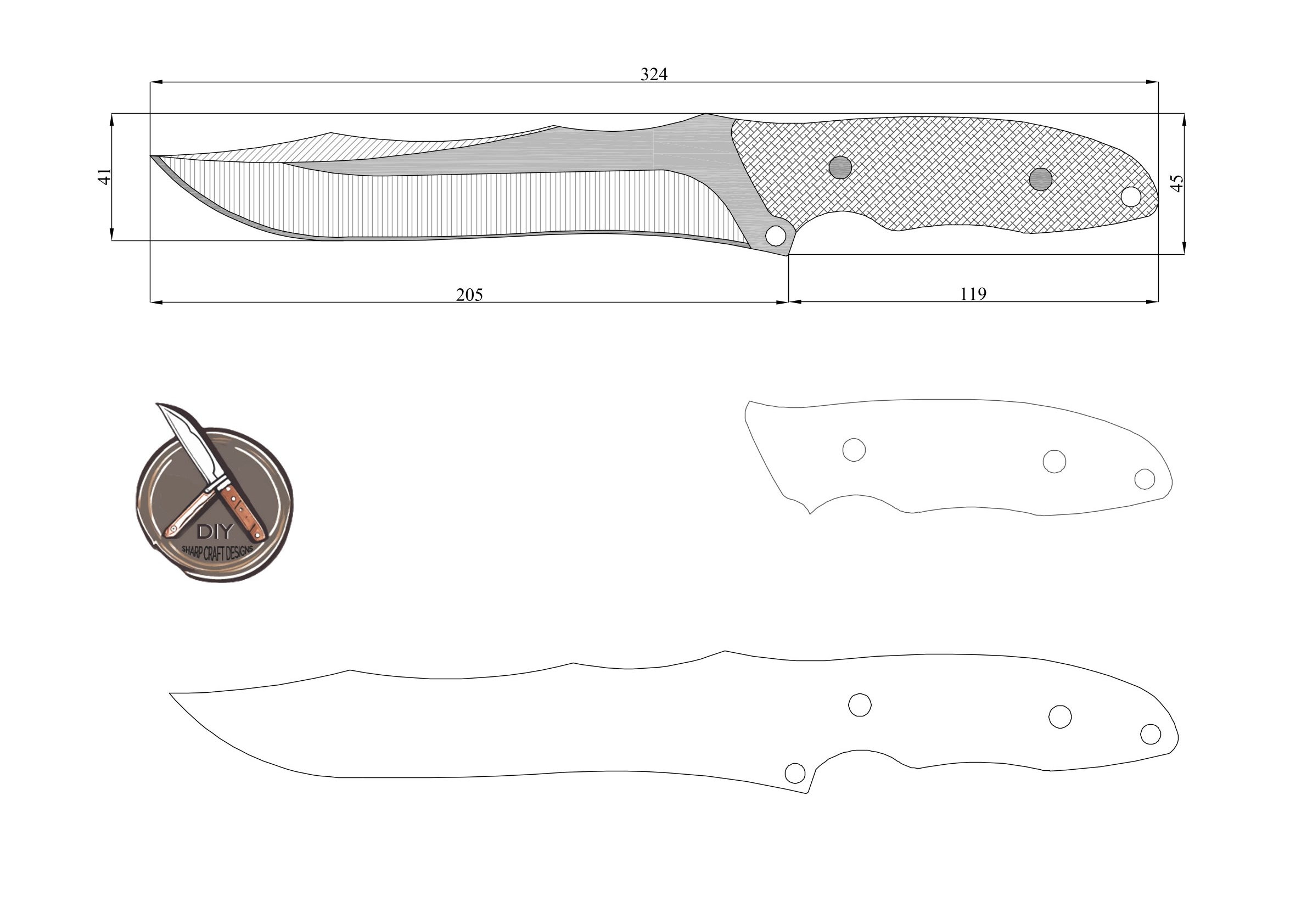 DIY Knife Template & Blueprint Bundle | Pdf, DWG, DXF Formats for ...