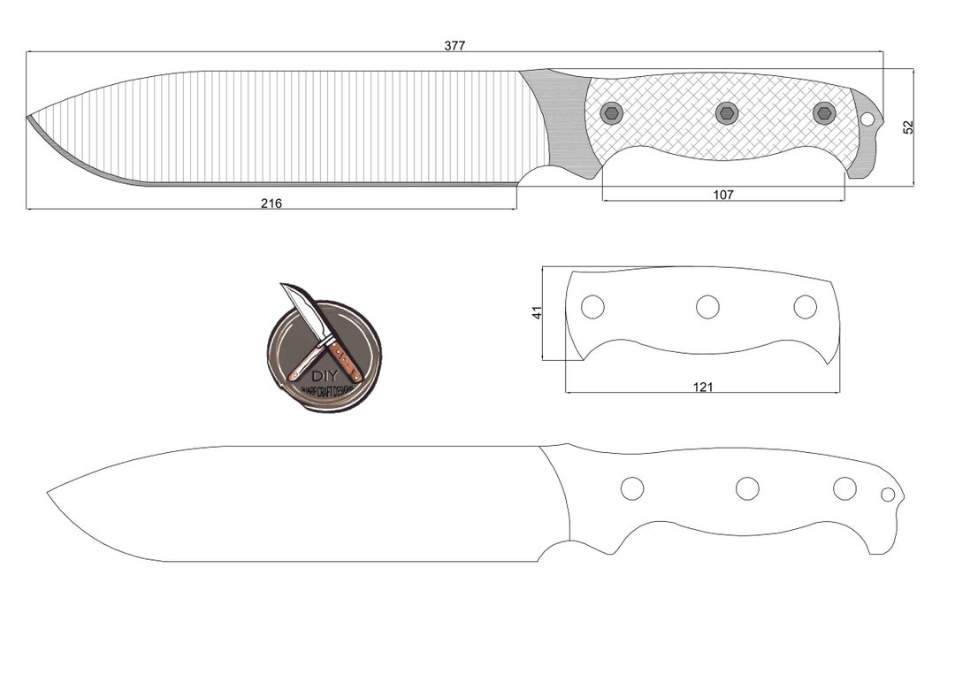 Large Bowie Knife Design Template - Digital Pdf DWG DXF Plans for DIY ...