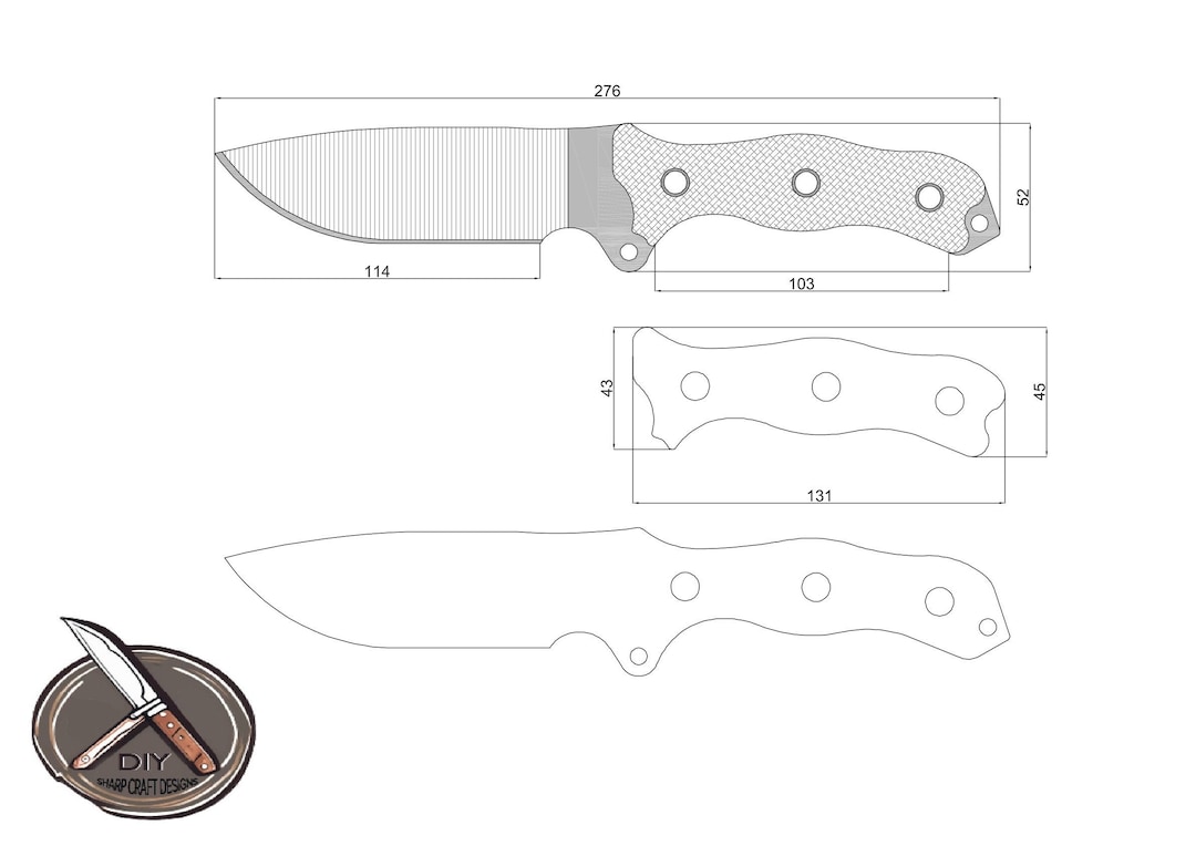 Custom Knife Design Template Set - Digital Pdf Dwg Dxf Knife Making ...