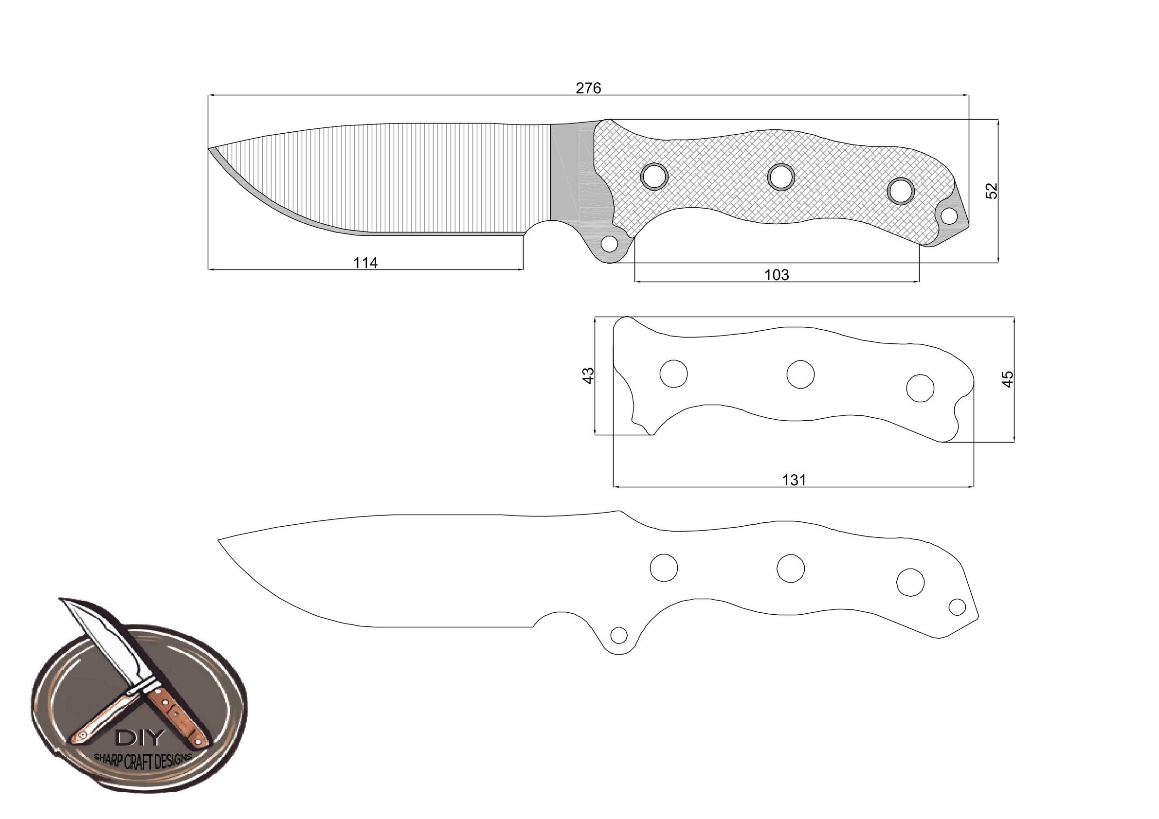 Custom Knife Design Template Set - Digital Pdf Dwg Dxf Knife Making ...