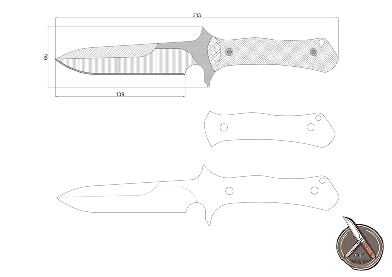 All-purpose Hunting Knife Digital Template, Outdoor Survival Knife ...