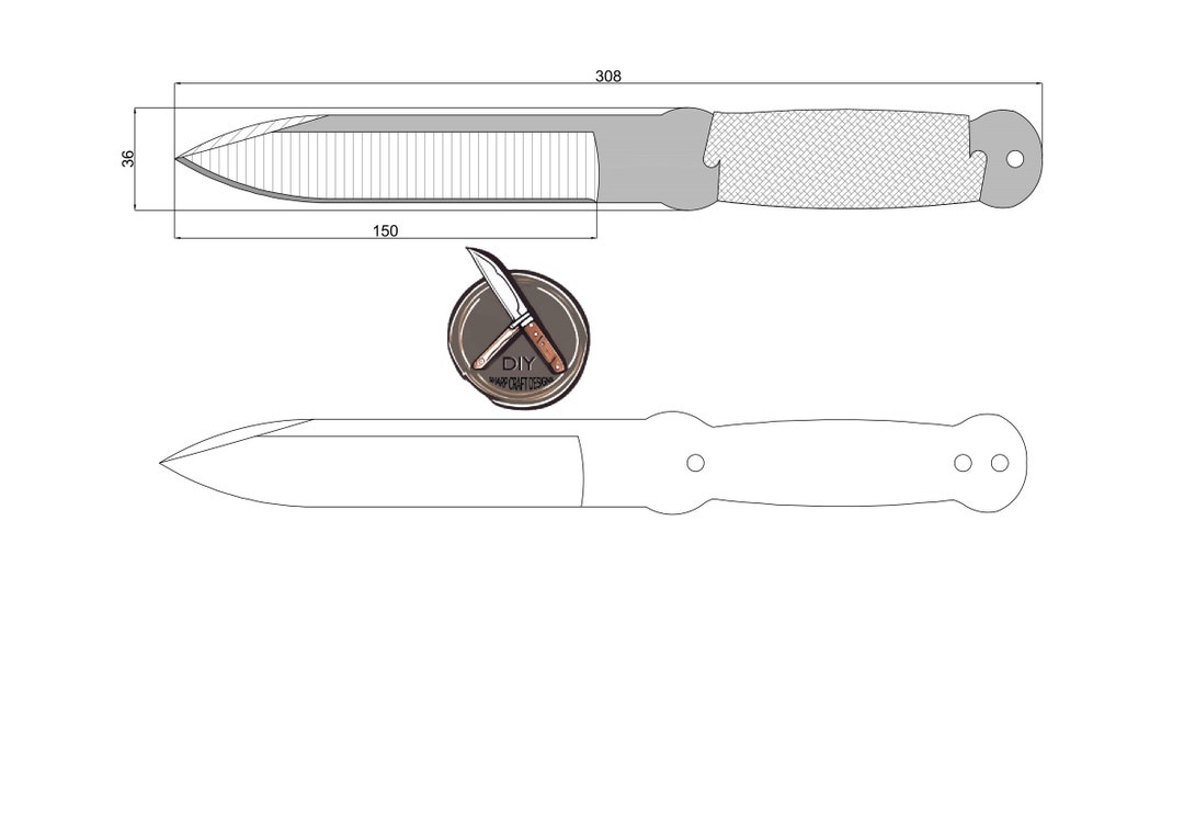 Double-edged Dagger Knife Design | Pdf, DWG, and DXF Files for DIY ...