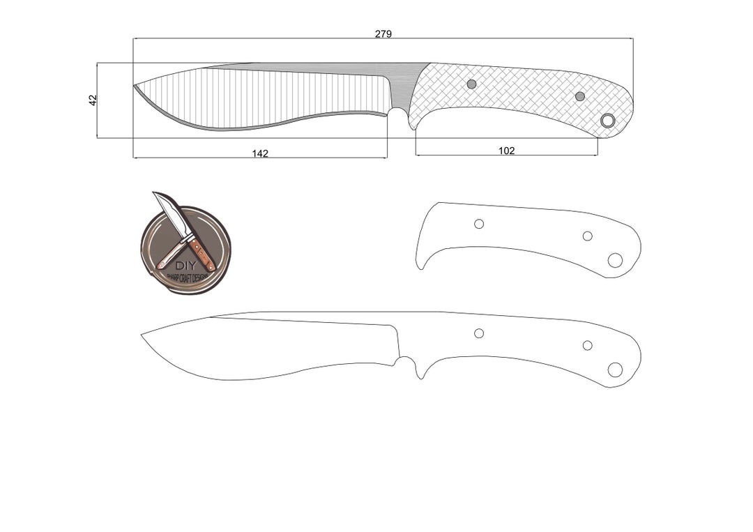 Premium Chef's Knife Digital Template Set - Detailed PDF, DXF, DWG for ...