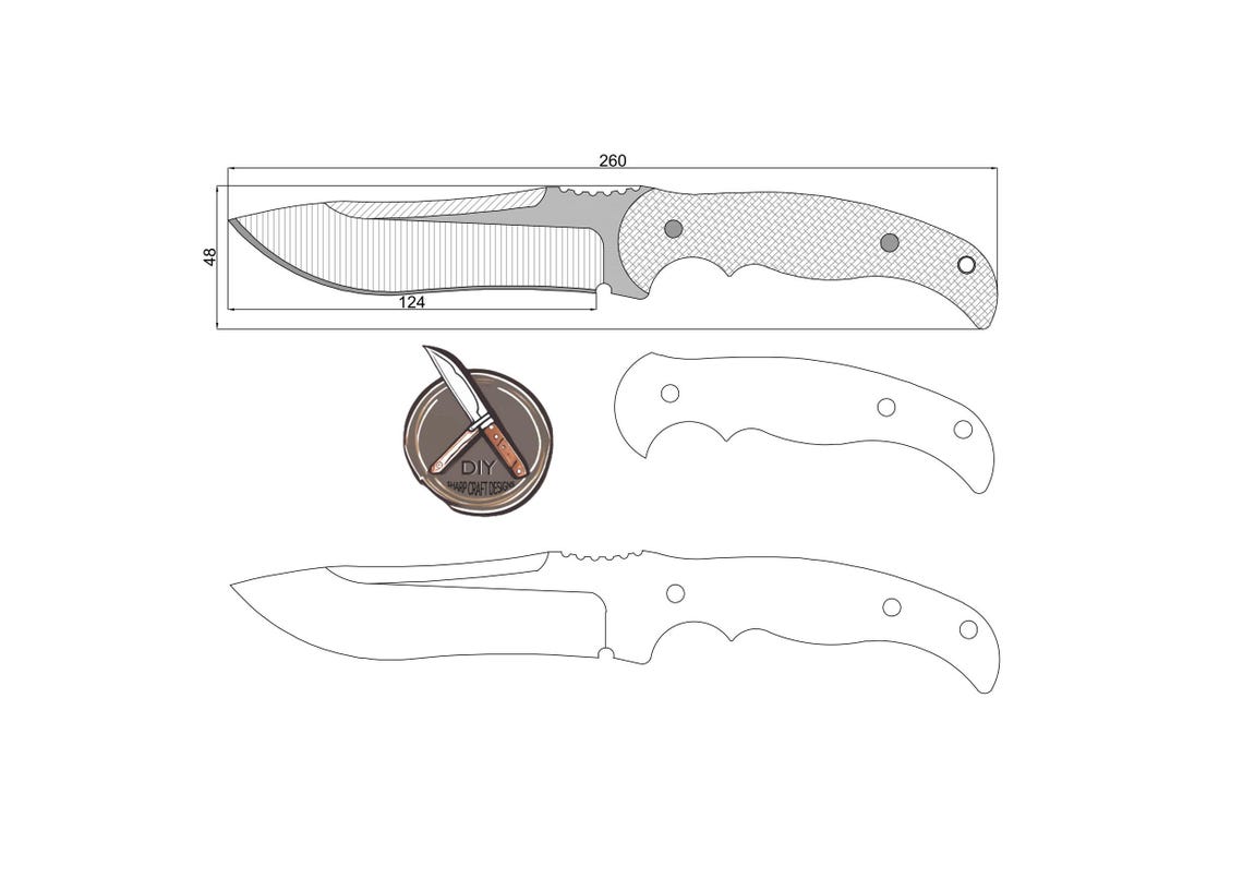 Digital Knife Template Plans for Diy Knife Makers, Pdf Dwg Dxf Files ...