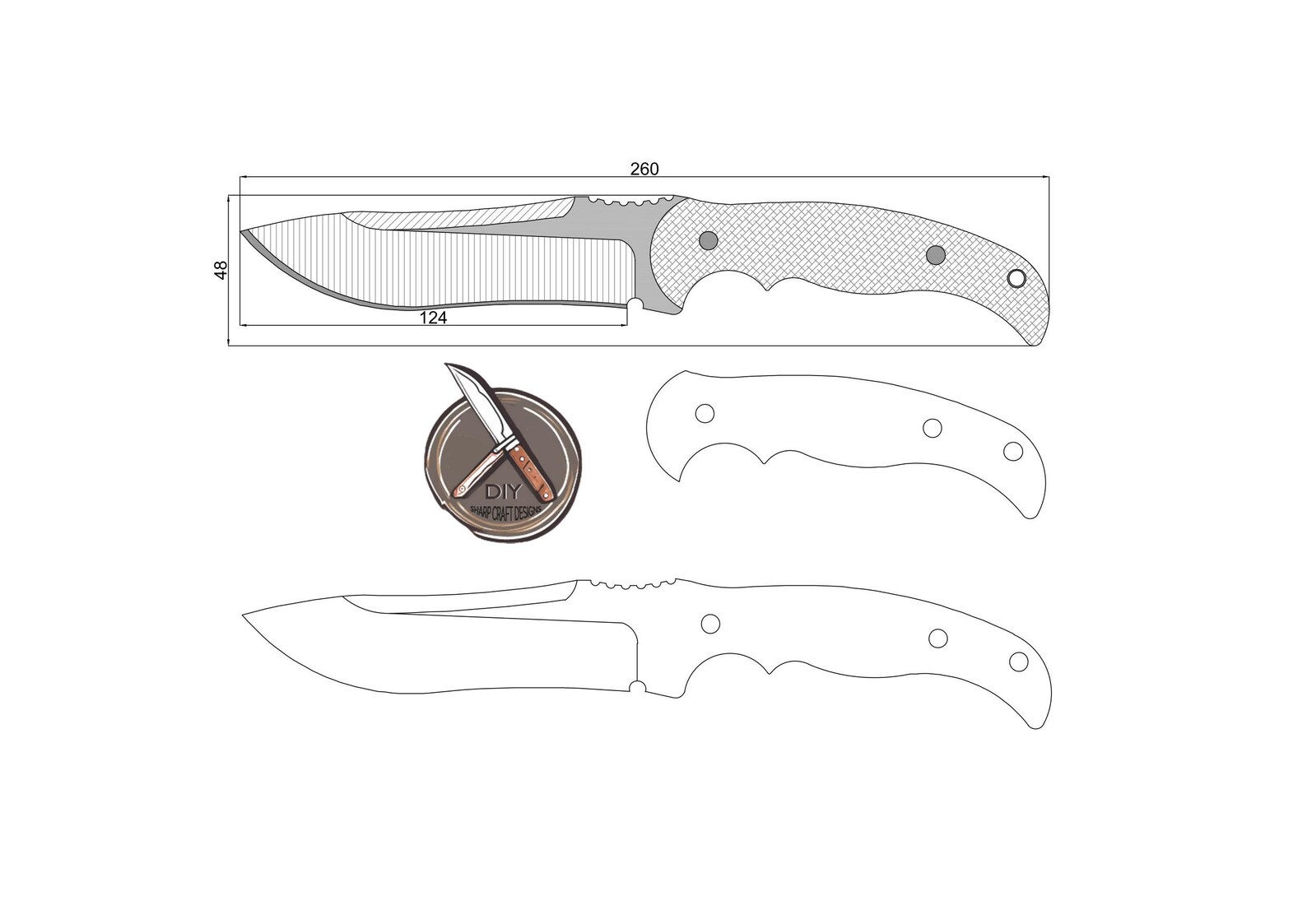 Digital Knife Template Plans for Diy Knife Makers, Pdf Dwg Dxf Files ...