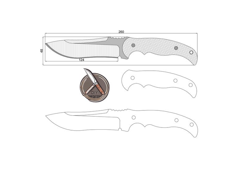 Digital Knife Template Plans for Diy Knife Makers, Pdf Dwg Dxf Files ...