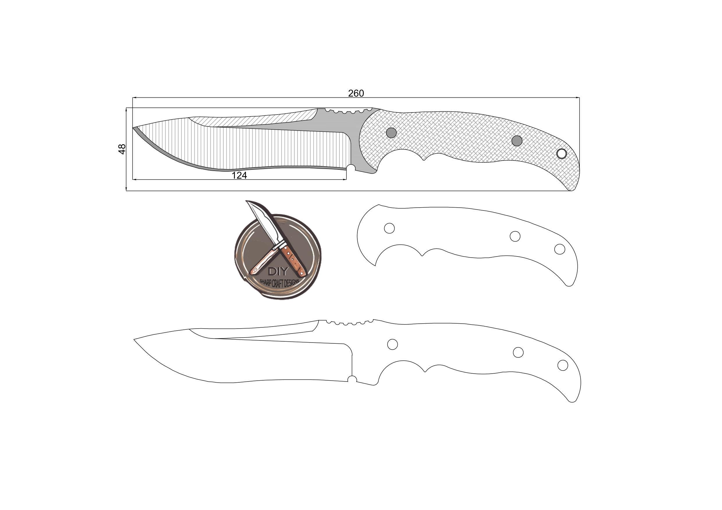 Digital Knife Template Plans for Diy Knife Makers, Pdf Dwg Dxf Files ...