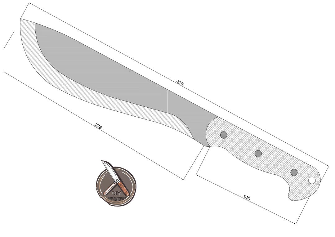 Custom Digital Knife Template Plans - Machete Design Dwg Dxf Pdf Files ...