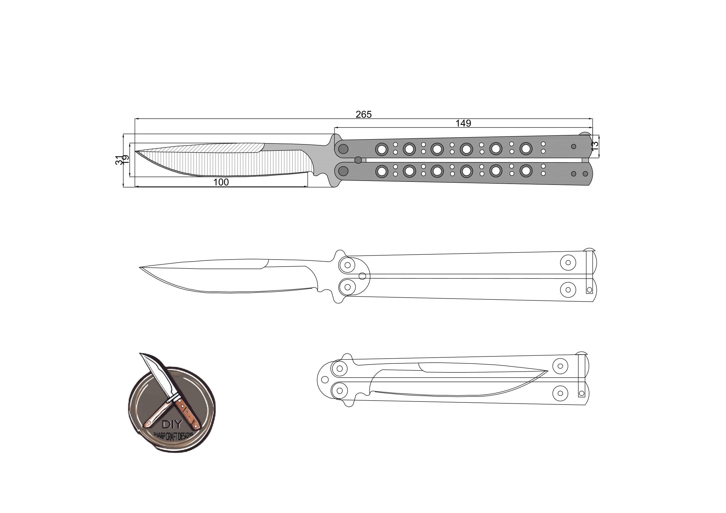 Butterfly Knife Outline Butterfly Knife Balisong Vector Images (26)