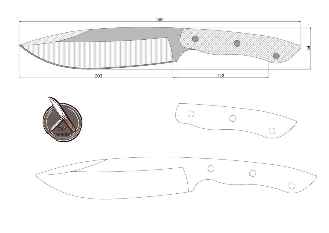 Large Fixed Blade Knife Design | High-quality Pdf, DWG, and DXF Files ...
