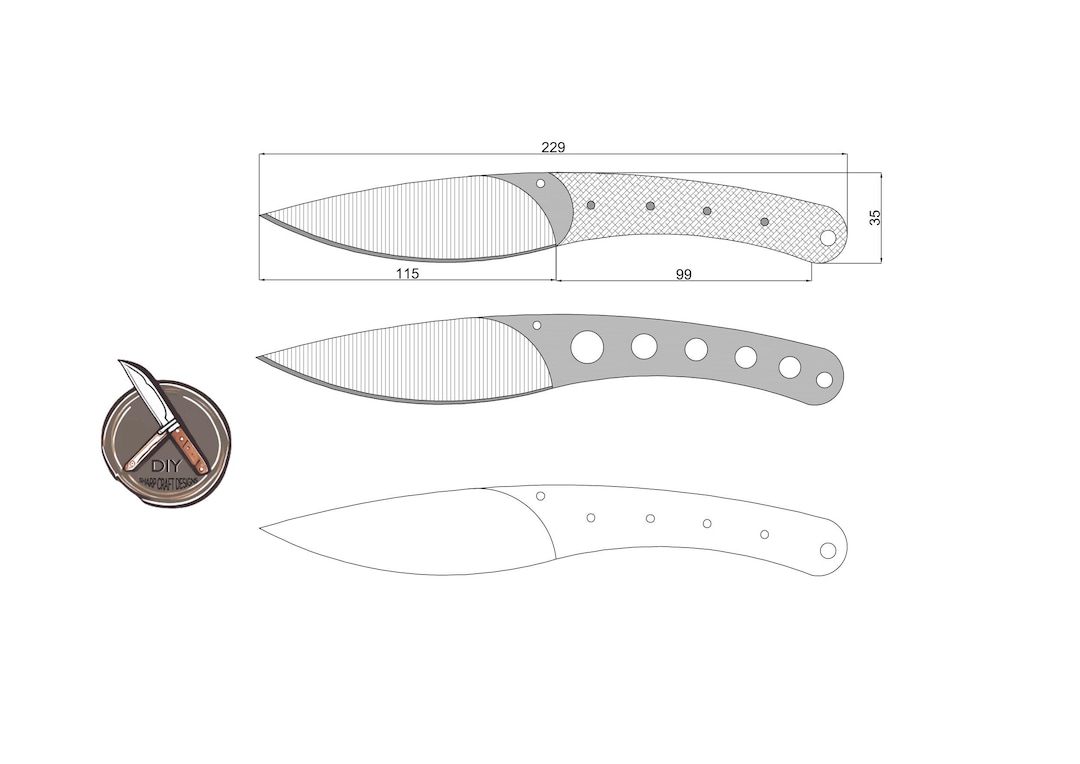 Drop Point Knife Template: Customizable Blade Design (PDF DWG DXF) - Etsy