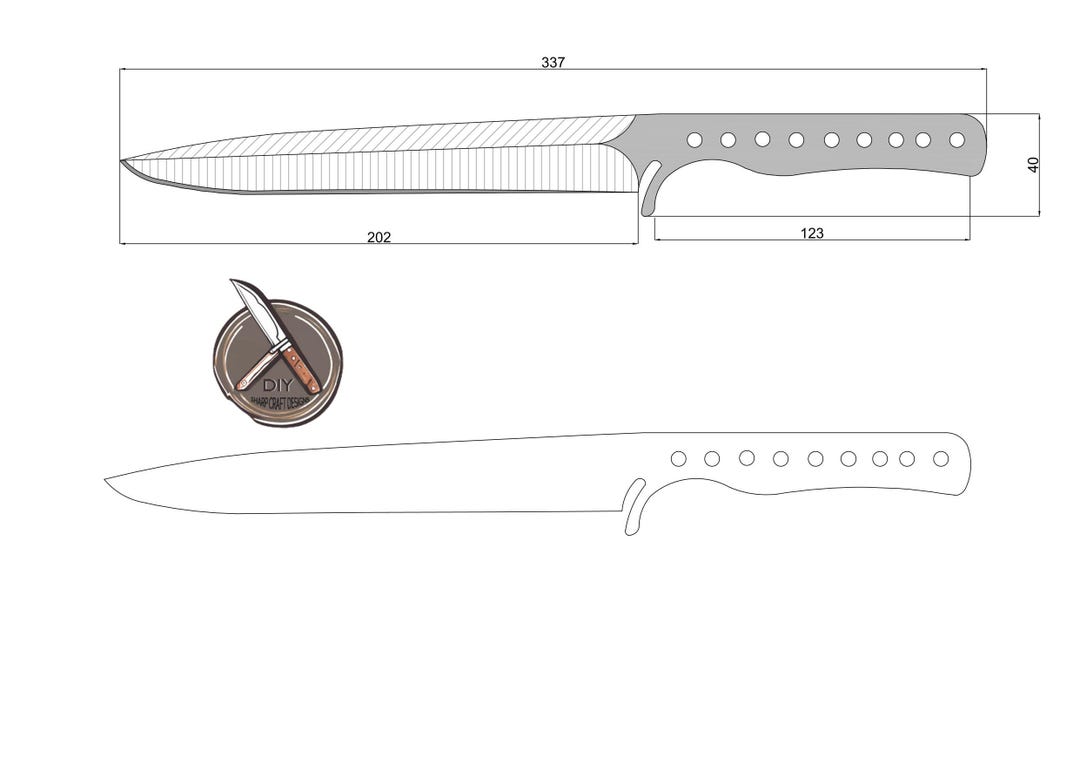 Fillet Knife Template for Diy Knife Makers, Pdf Dwg Dxf Digital Plans ...