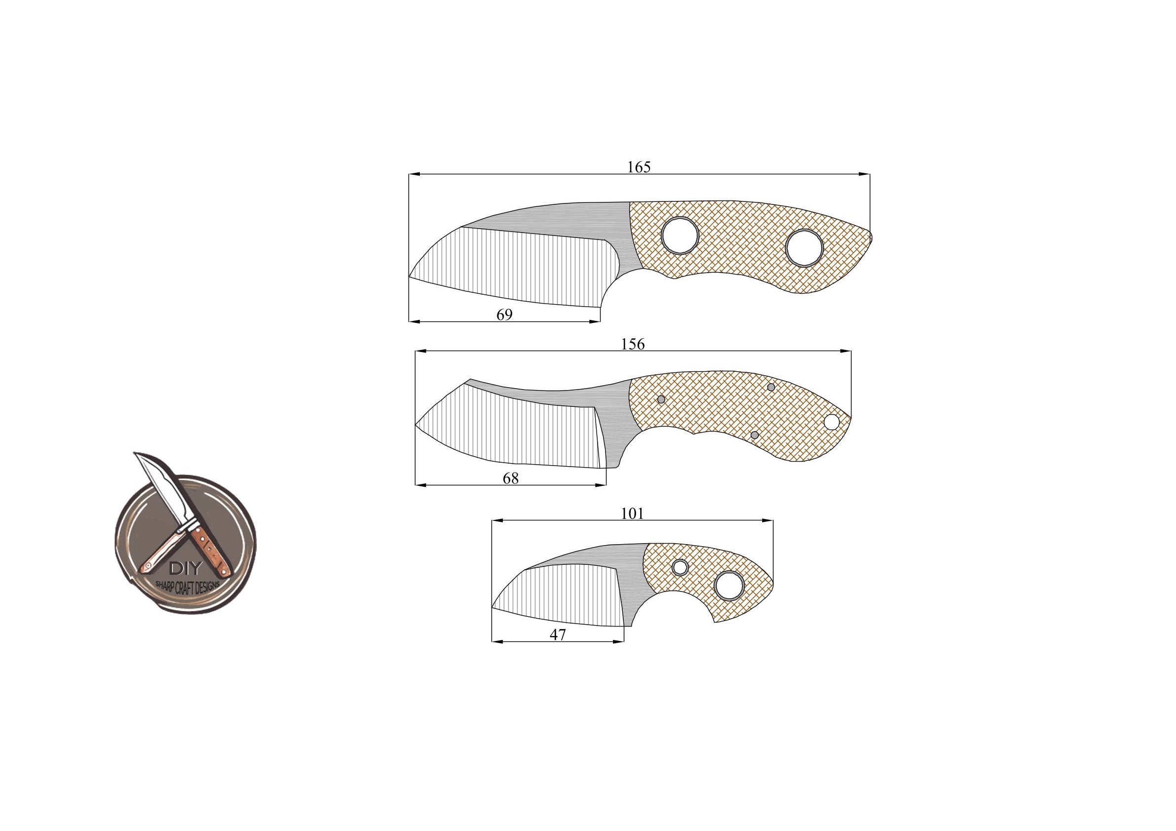 Three-size Knife Set Templates | Versatile Utility Blade Blueprints ...
