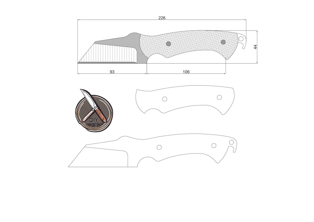 Tanto Utility Knife Template | DIY EDC Blade Pdf Dxf Dwg | CNC Laser ...